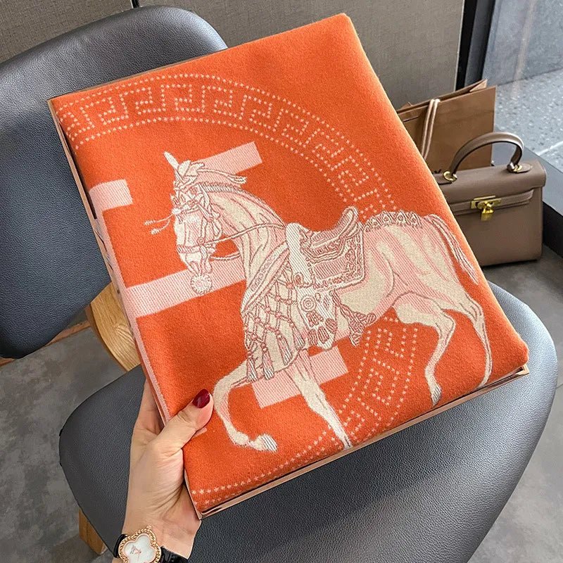 Equestrian Print Cashmere Pashmina Scarves