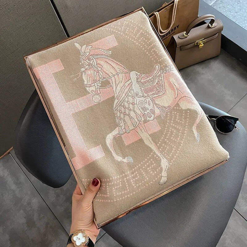 Equestrian Print Cashmere Pashminas - Furbaby Friend Gifts