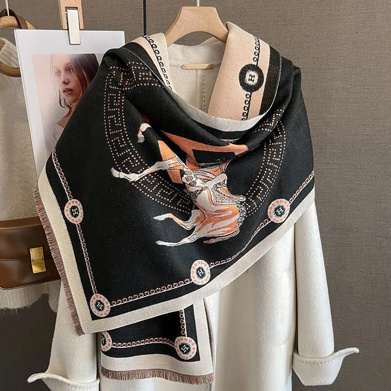 Equestrian Print Cashmere Pashminas - Furbaby Friend Gifts