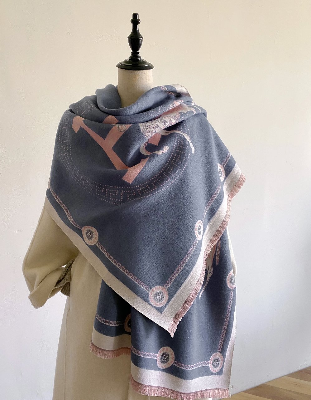 Cashmere Equestrian Print Pashmina Scarves